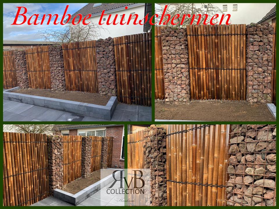 Bamboe tuinscherm, schutting half 240x90 cm black bamboo BAMBOE.B240090 ...