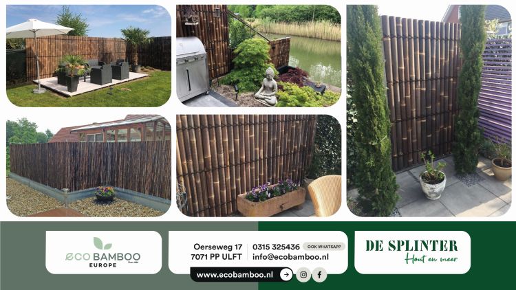 Bamboe tuinscherm, schutting half 240x90 cm black bamboo BAMBOE.B240090 ...