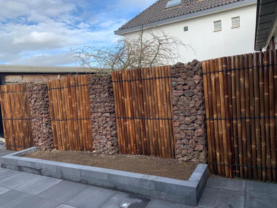 Bamboe tuinscherm, schutting half 120x90 cm black bamboo BAMBOE.B120090 ...